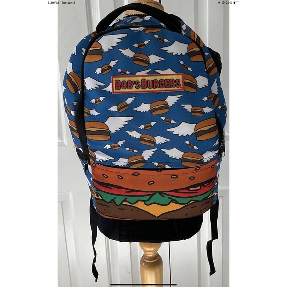 Bags | Bobs Burgers Flying Burgers Large Canvas Backpack Rare Hard To ...